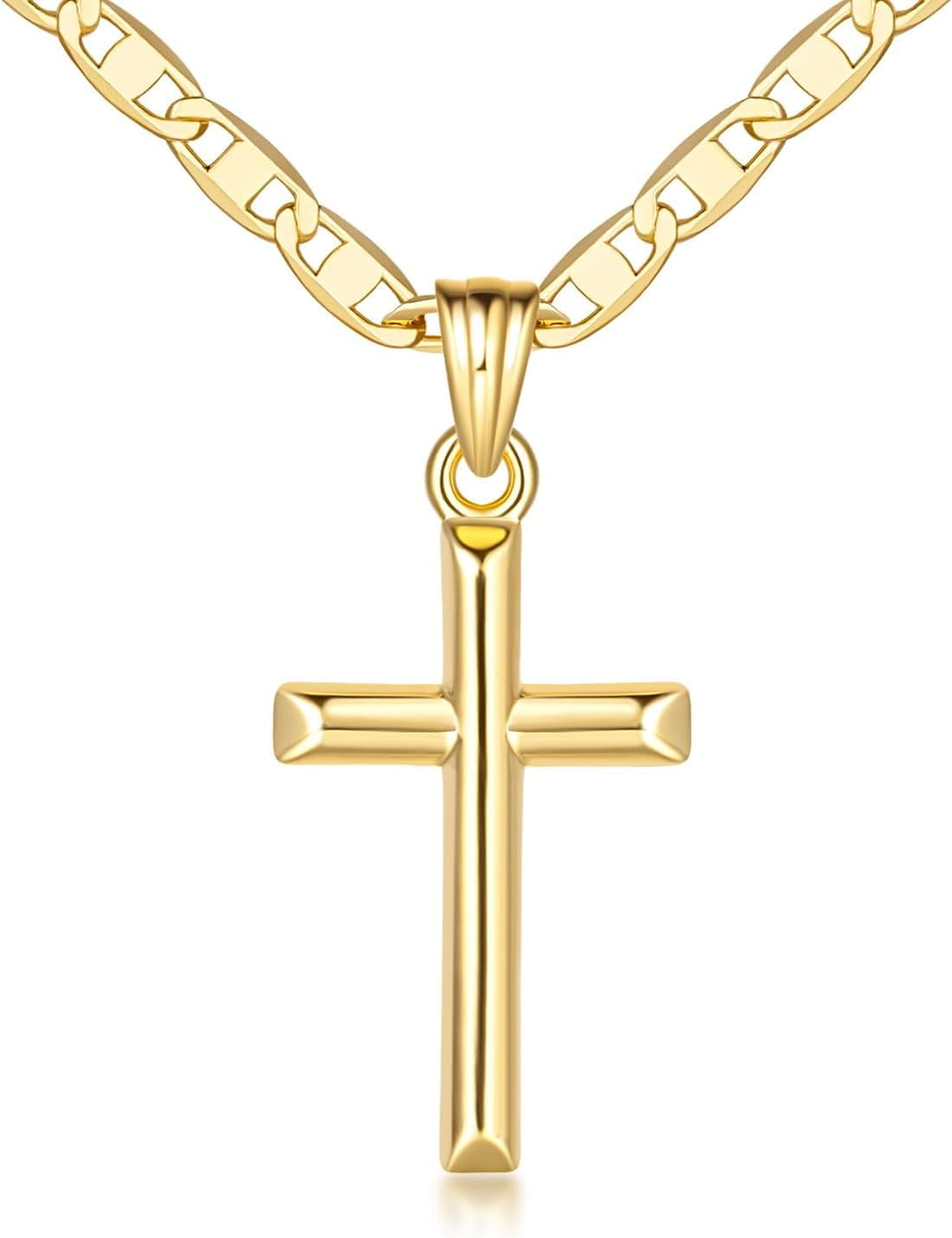 14K Gold Cross Necklace for Women Gold Chain with Minimalist Cross ...