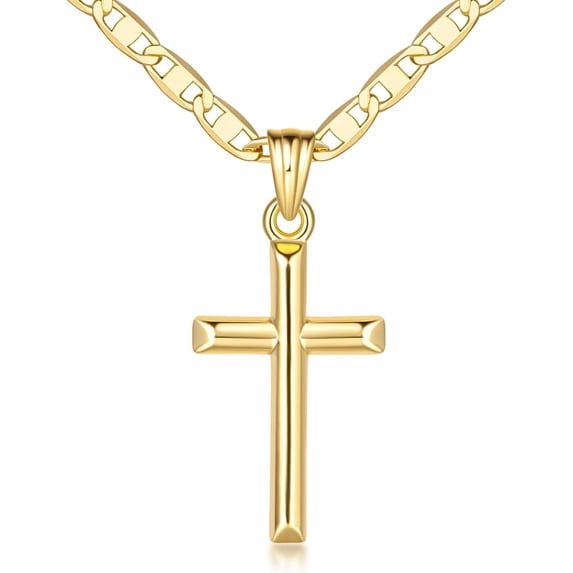 14K Gold Cross Necklace for Women Gold Chain with Minimalist Cross ...
