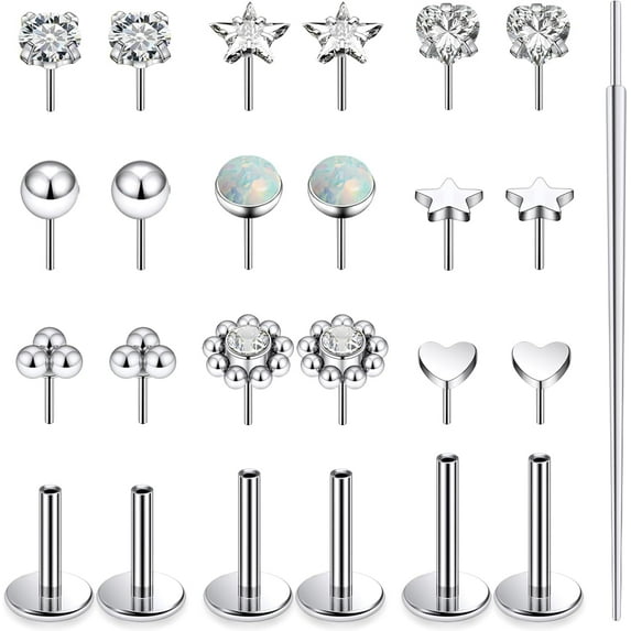 14K Gold Filled 20G 18G 16G Threadless Flat Back Earrings Studs ...