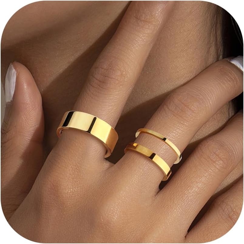 14K Gold Filled Band Rings for Women Gold Stackable Ring Set Thin Gold ...