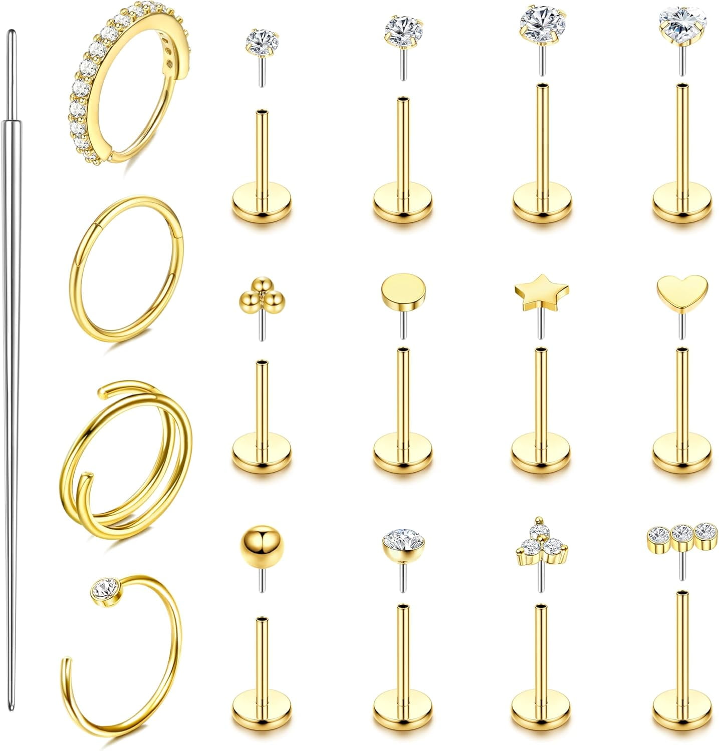 14K Gold Filled Nose Rings Studs Hoops for Women Men 20G 18G ...
