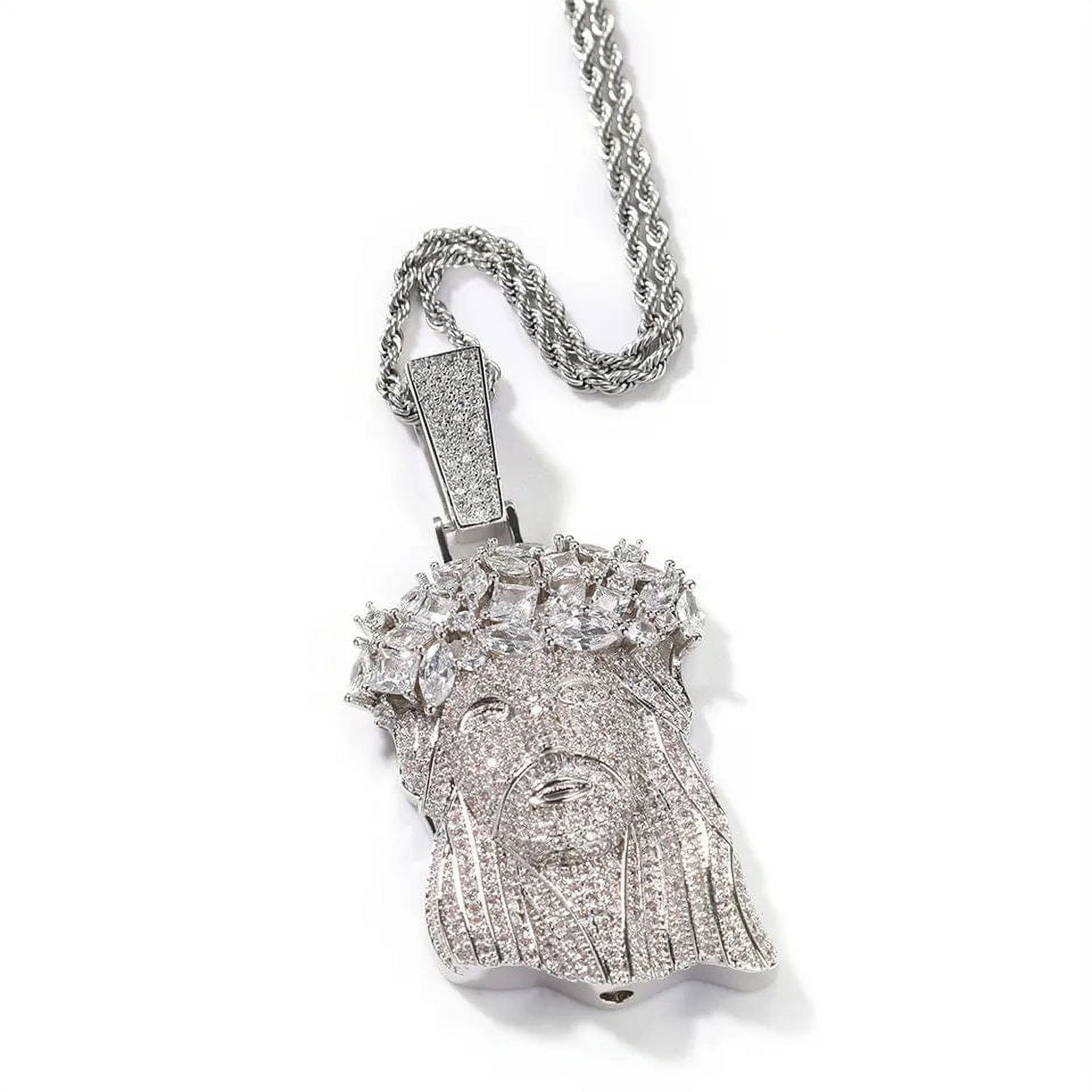 14K Gold Finish Simulated Diamond Custom Iced Out Bling Holy Jesus ...