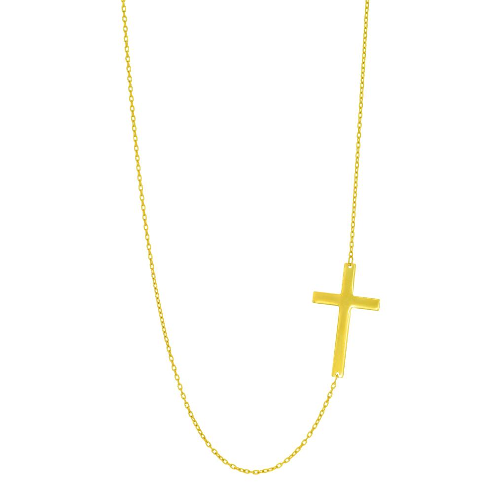 14K Gold Flat Cross Necklace - Walmart.com