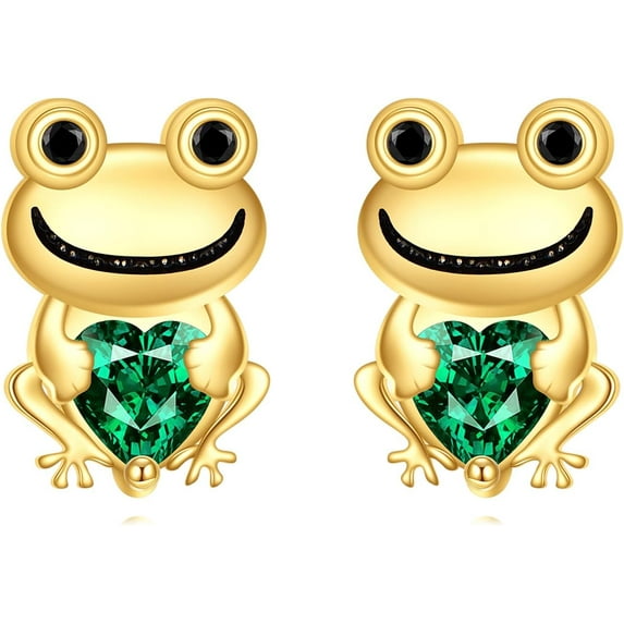 14K Gold Frog Earrings Yellow Gold Frog Studs Fine Gold Stud Earrings ...