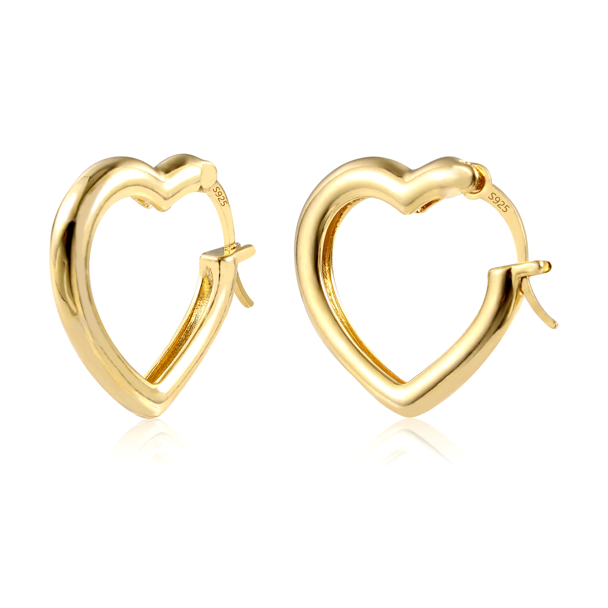 14K Gold Plated Filigree Wide Small Hoop Earrings Hollowed-Out Love ...