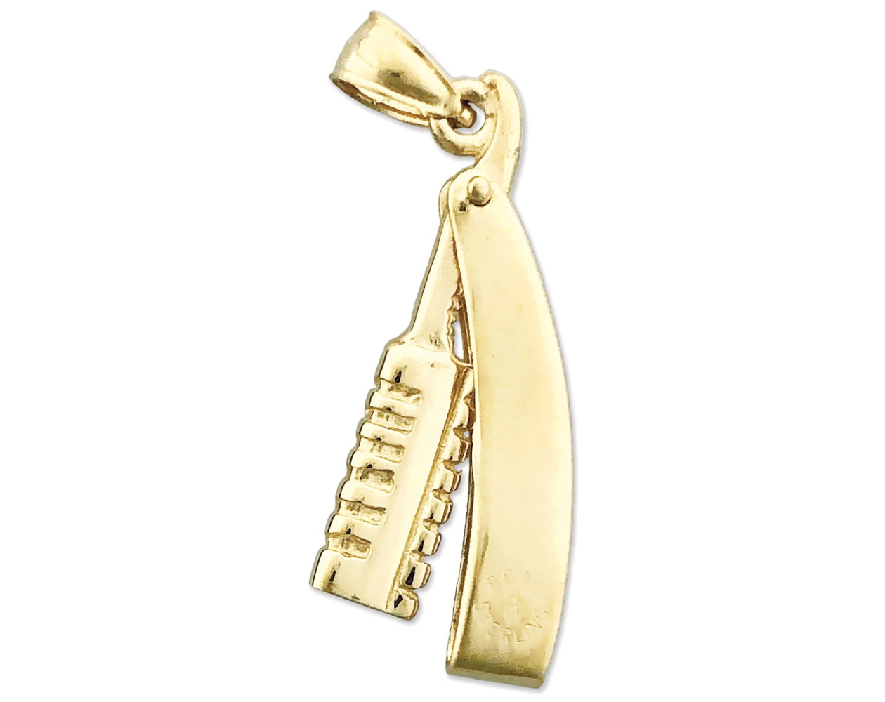 14K Gold Moveable 3-D Straight Razor Charm - Walmart.com