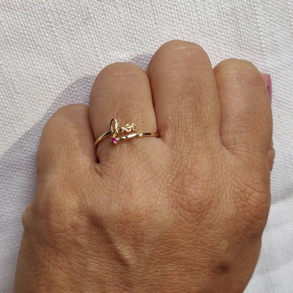 14K Gold Natural Ruby Ring, Solid Yellow Gold Ring, Love Ring ...