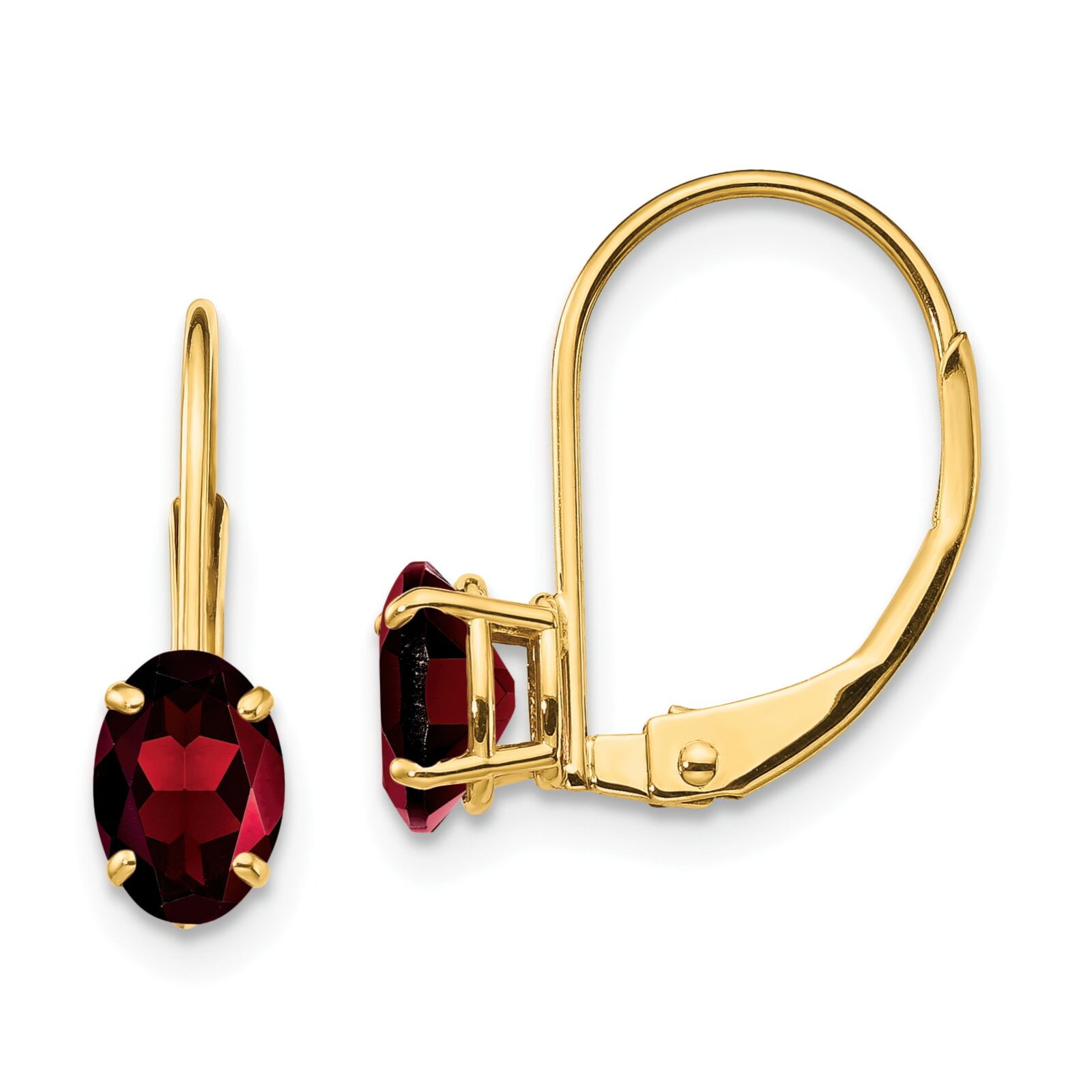 14K Gold Oval Garnet January Earrings Jewelry - Walmart.com