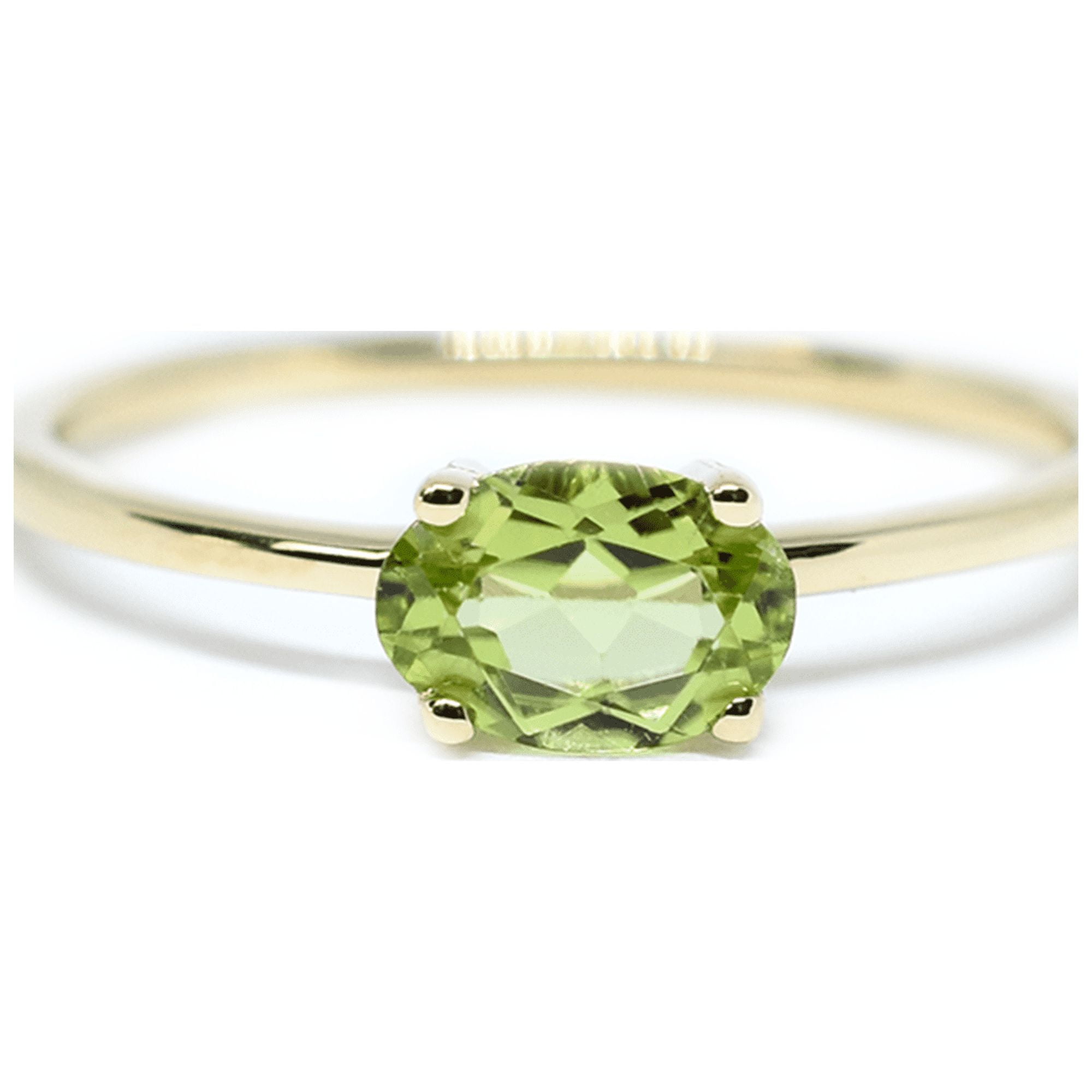 14K Gold Oval Peridot Ring - Walmart.com