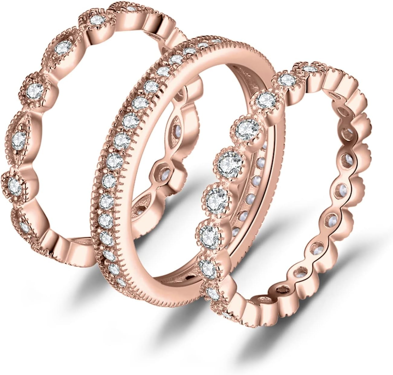 14K Gold Plated 925 Sterling Silver Rings for Women, Cubic Zirconia ...