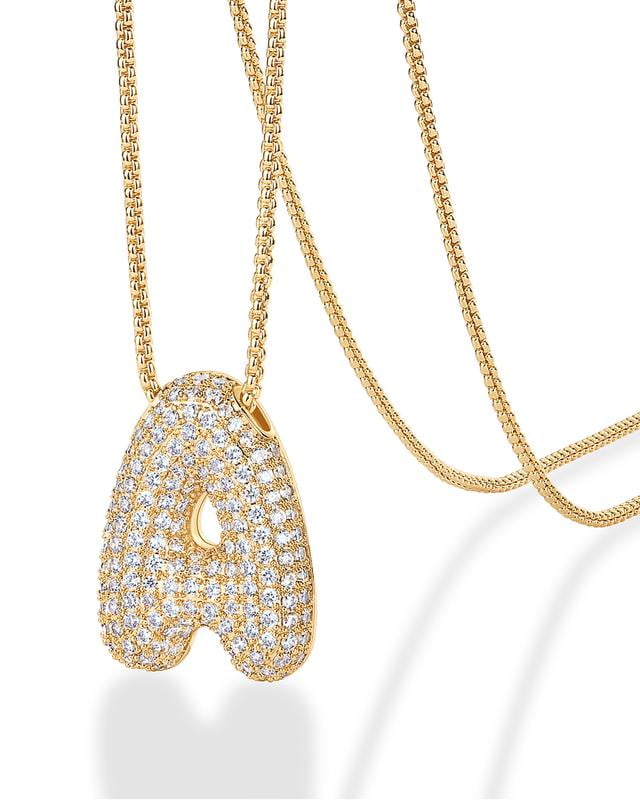 14K Gold Plated Bubble Letter Initial Necklaces for Women - Gold ...