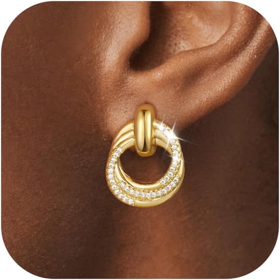 14K Gold Plated Chunky Clip On Earrings for Women 14k Gold Knot Link ...