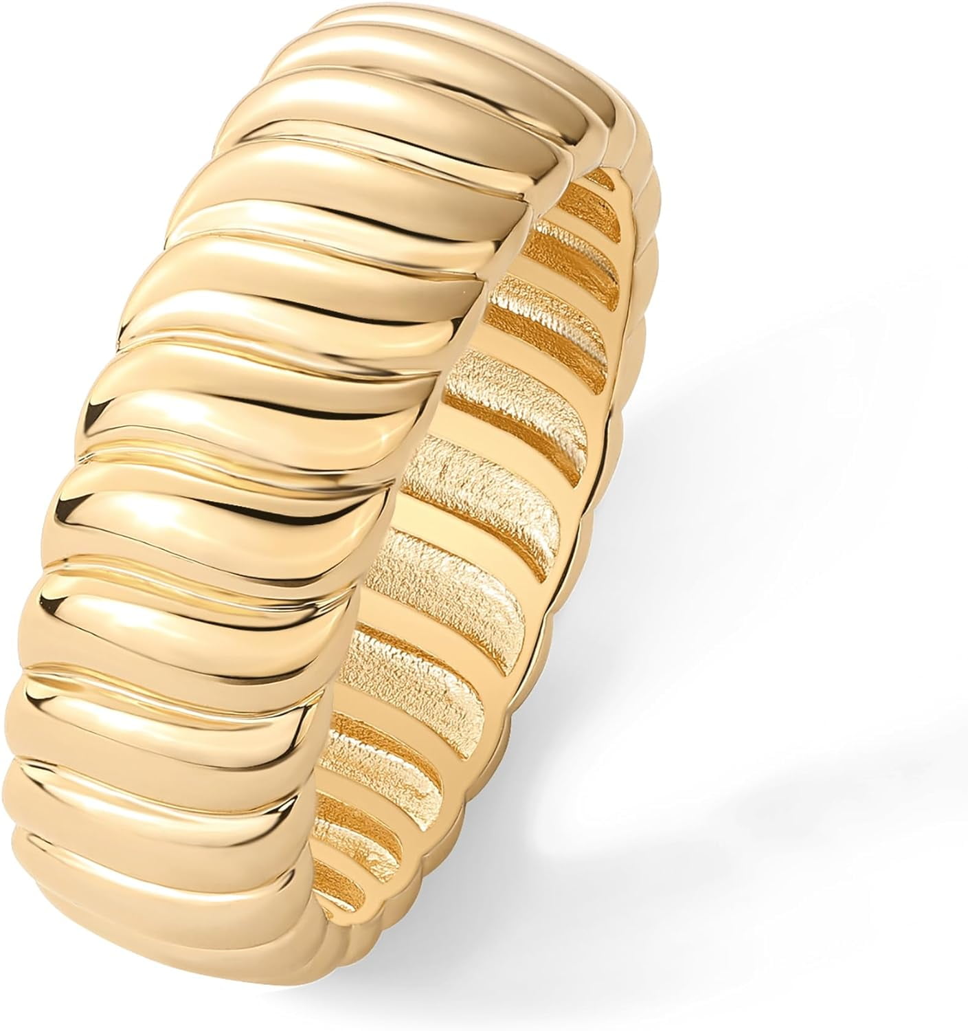 14K Gold Plated Chunky Statement Ring | Chunky Stackable Wide Band for ...
