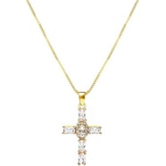 Yafe 18K White Gold Plated Wavy Cross with Cubic Zirconia Necklace ...