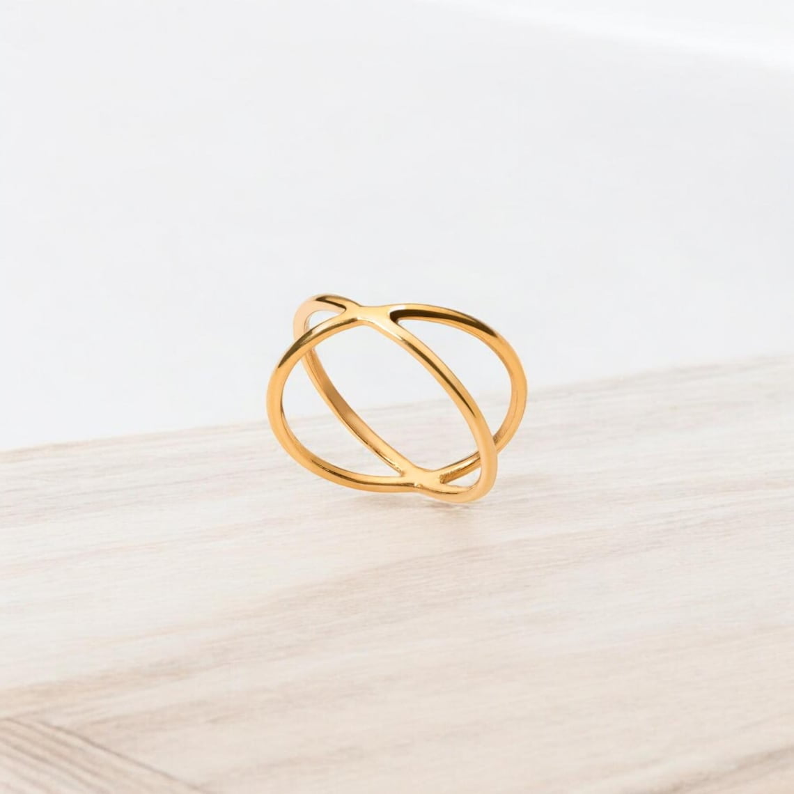 14K Gold Plated Criss Cross Ring for Women - Dainty X Crossover Band - Minimalist Stacking Ring ...