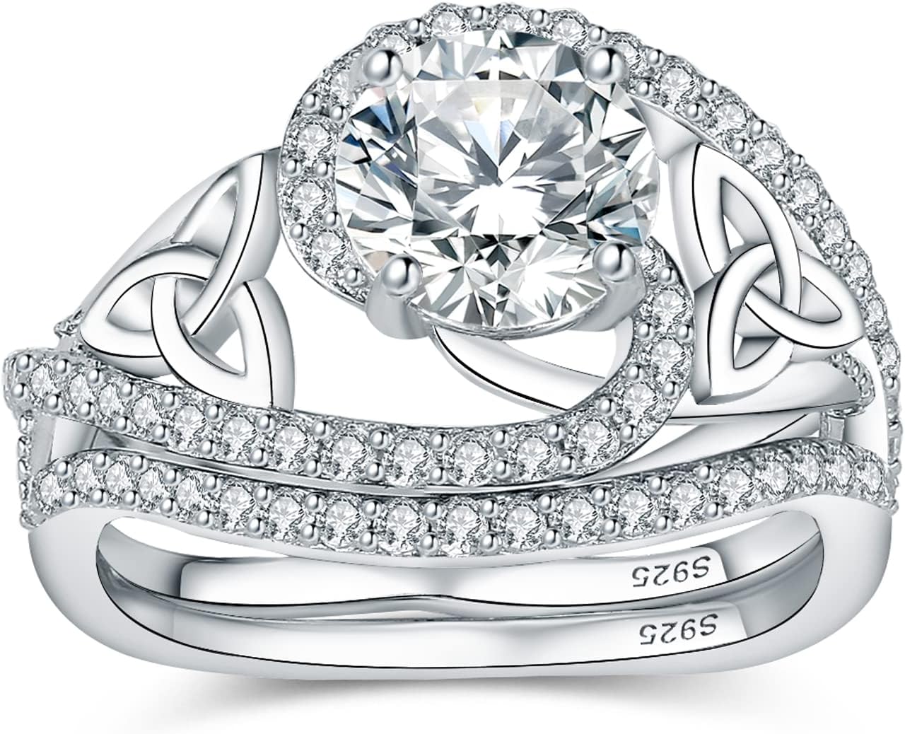 14K Gold Plated Cubic Zirconia Engagement Ring for Women, 925 Sterling Silver Promise Ring ...