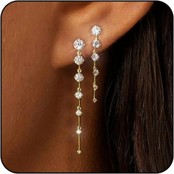 14K Gold Plated Dangle Earrings for Women Dainty Silver Drop Earring ...