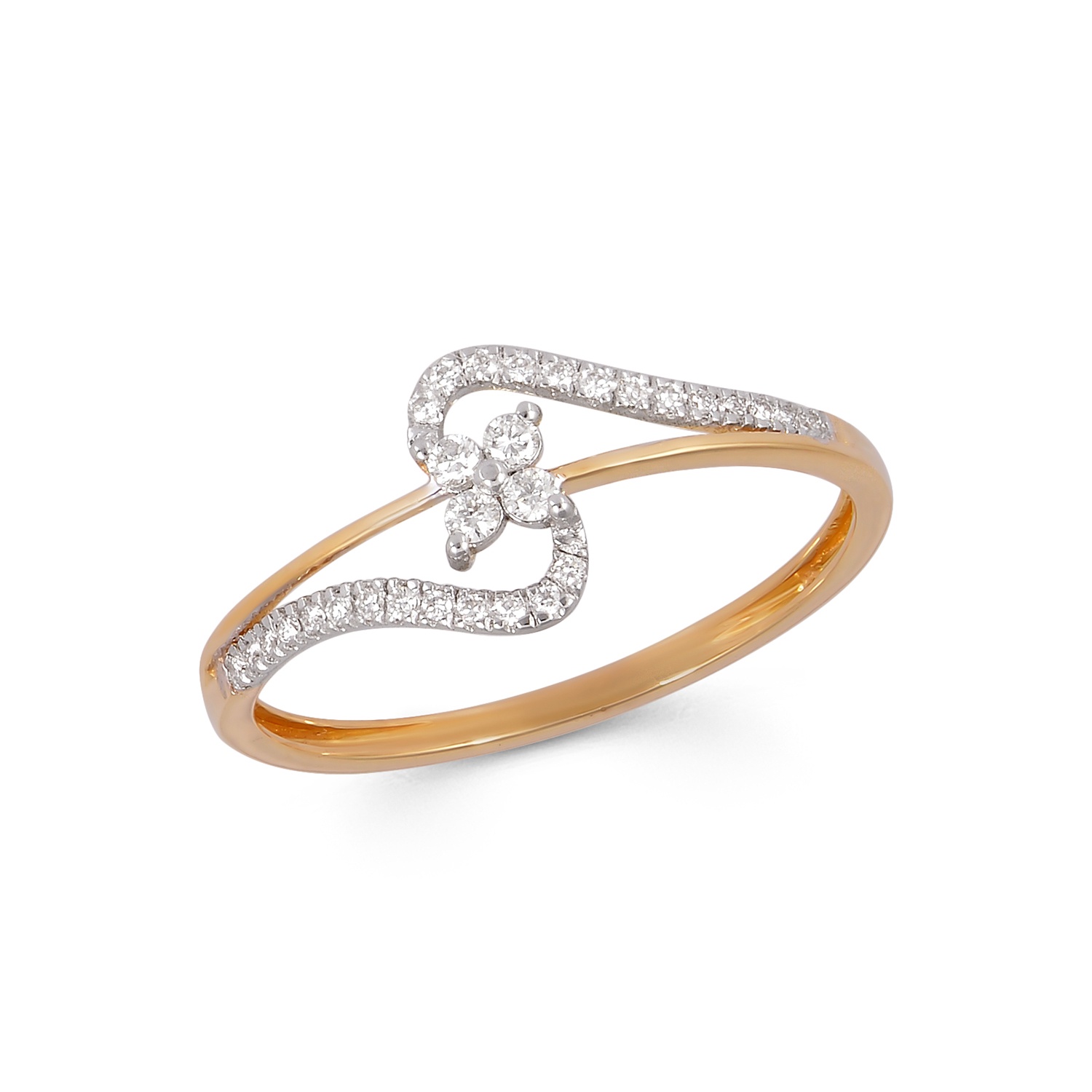 14K Gold Plated Diamond Accent Open Design Ring in 925 Sterling Silver ...