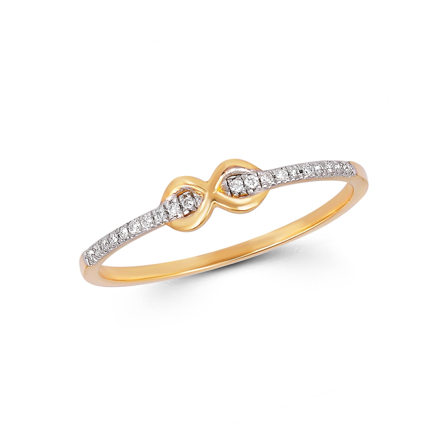 14K Gold Plated Diamond Infinity Band Ring in 925 Sterling Silver ...
