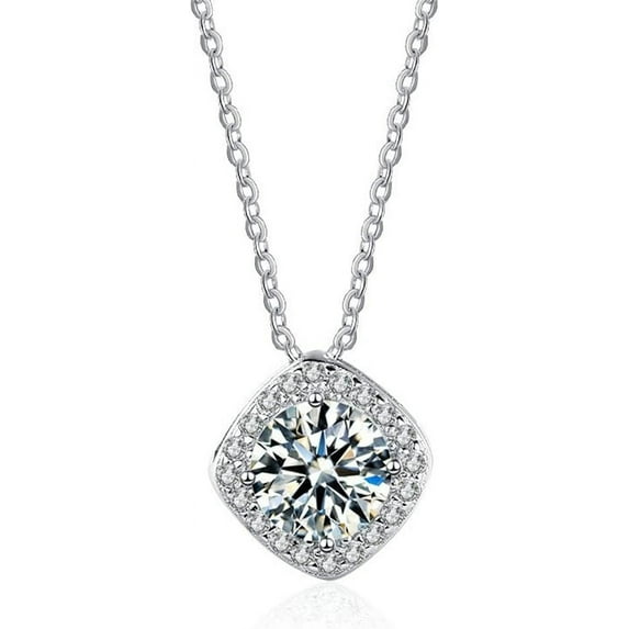 14K Gold Plated Heart Diamond Necklace Sparkle Solitaire Pendant Halo ...