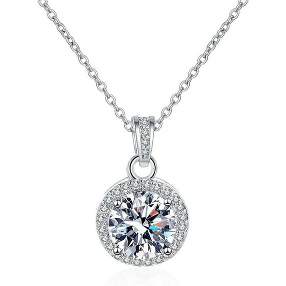 14K Gold Plated Heart Diamond Necklace Sparkle Solitaire Pendant Halo ...