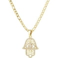 14K Gold Plated Hollowed Hamsa Hand Evil Eye Pendant Necklace for Women ...