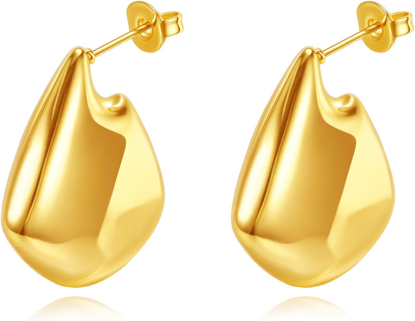 14K Gold Plated Hypoallergenic Copper Geometric Teardrop Drop Earrings ...