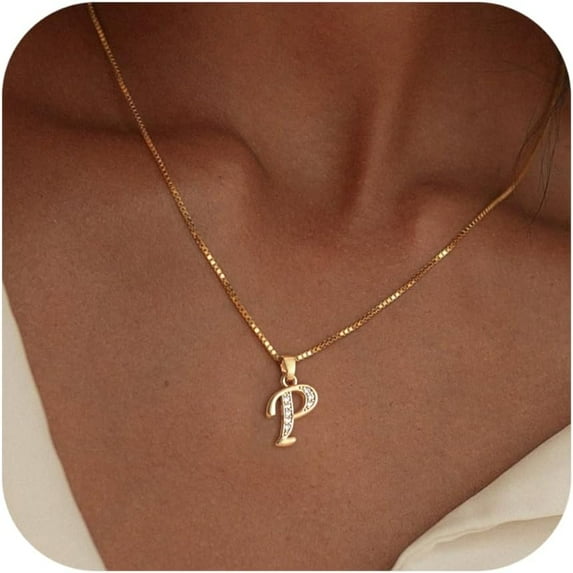 14K Gold Plated Initial Necklace for Women - Personalized Letter ...