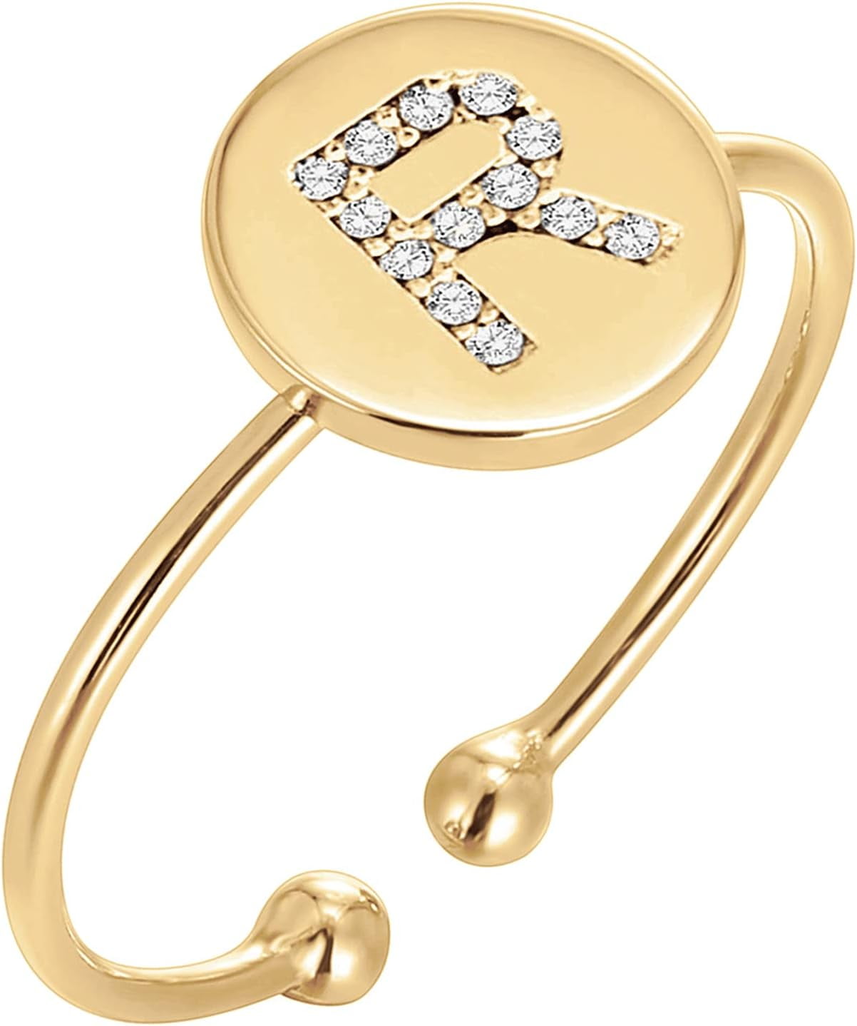 14K Gold Plated Initial Ring Stackable Rings for Women | Fashion Rings ...