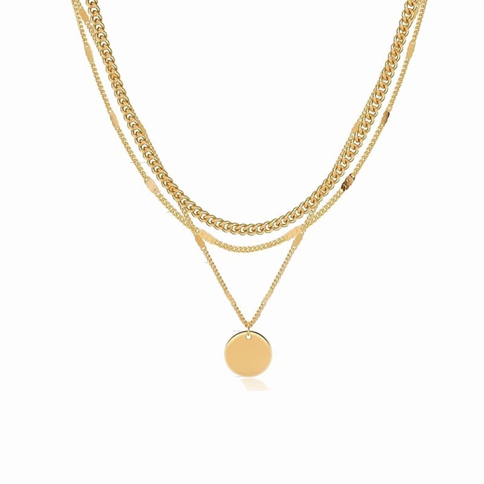 14K Gold Plated Layered Necklace Set for Women, Dainty Adjustable ...