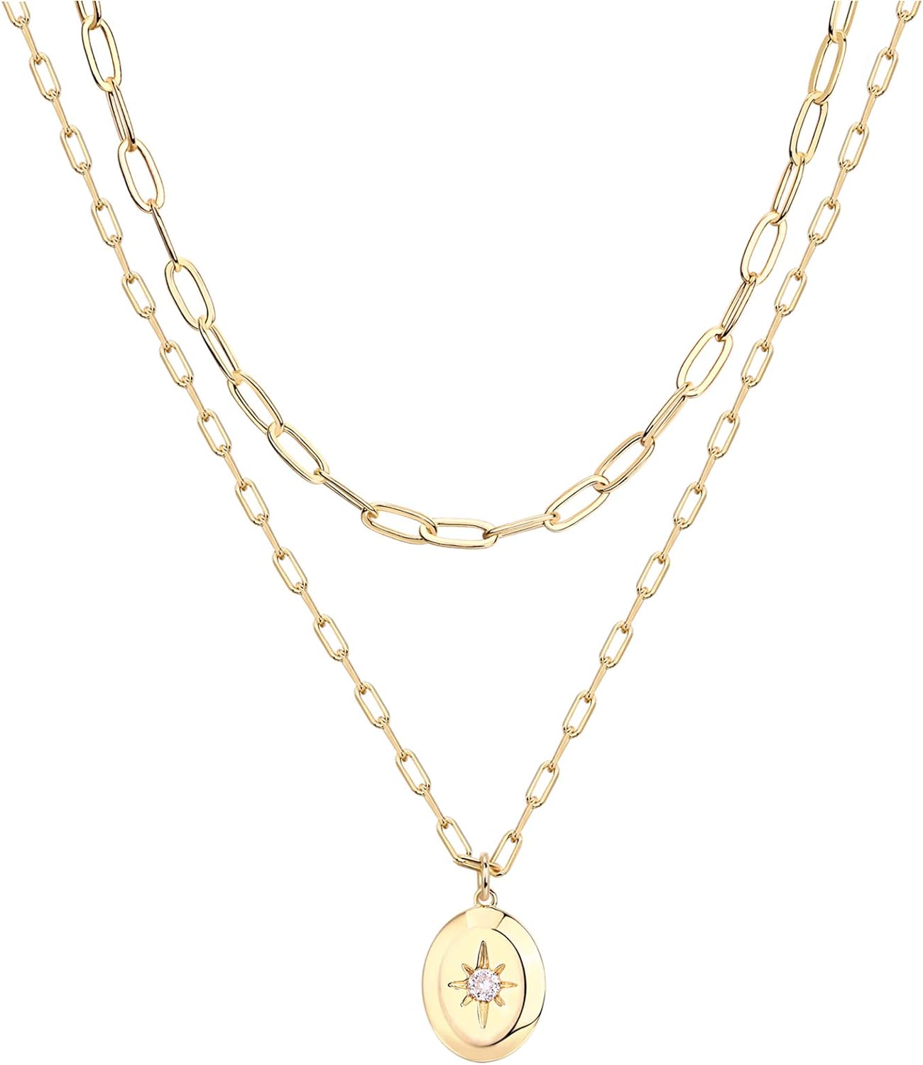 14K Gold Plated Layering Necklaces | Stylish Minimalist Design Pendant ...