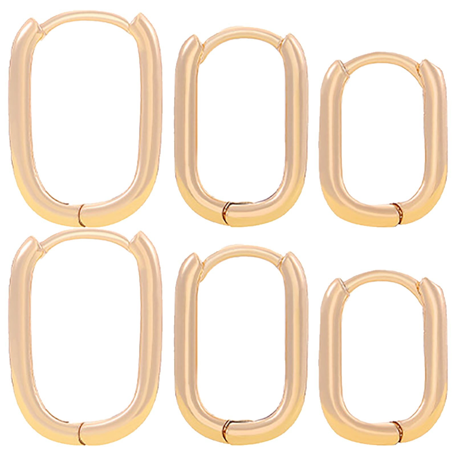14K Gold Plated Lightweight Earrings Sets for Multiple Piercing Stone ...