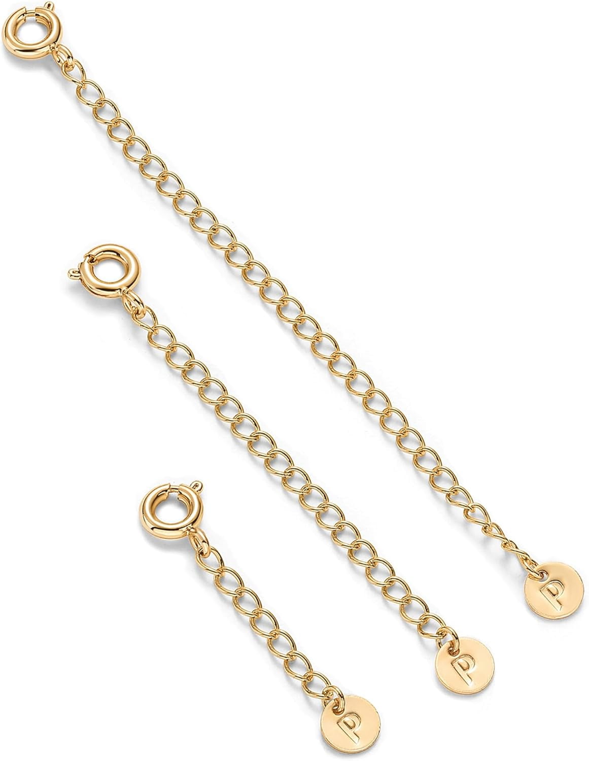 14K Gold Plated Necklace Chain Extenders Pack for Women - Set of Three ...