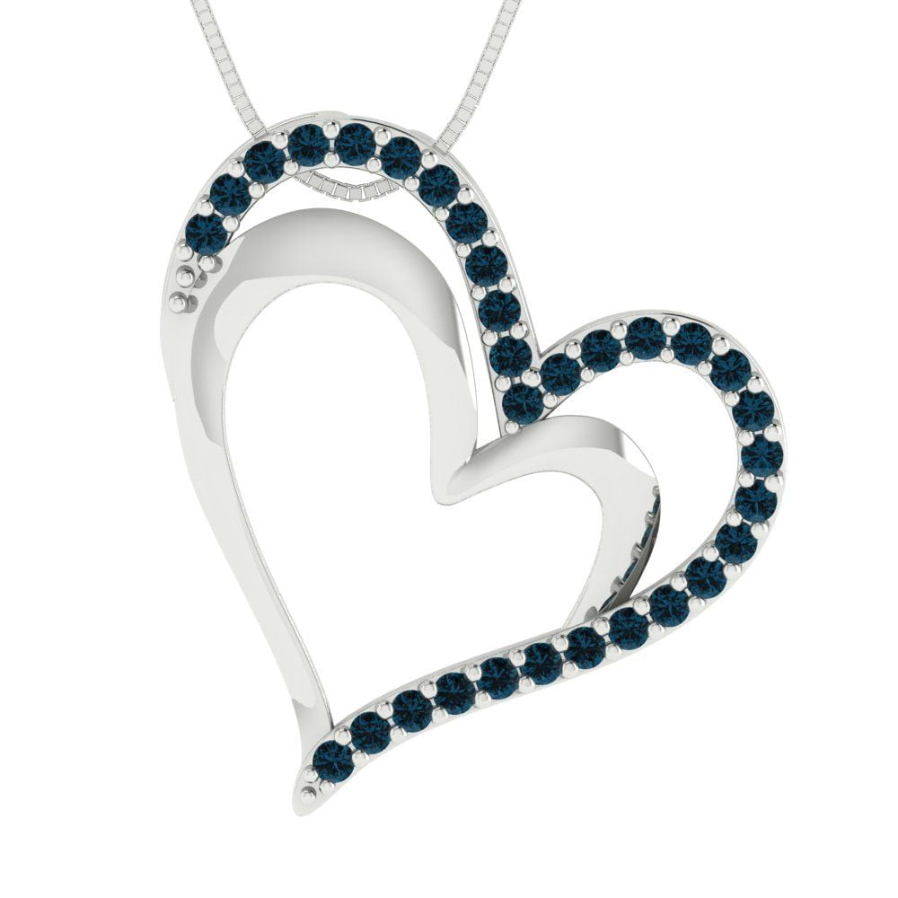 14K Gold Plated Pendant with 16" Box Chain Necklace - 0.31 cttw Round ...