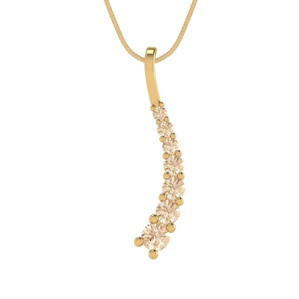 14K Gold Plated Pendant with 16" Box Chain Necklace - 0.465 cttw Round ...