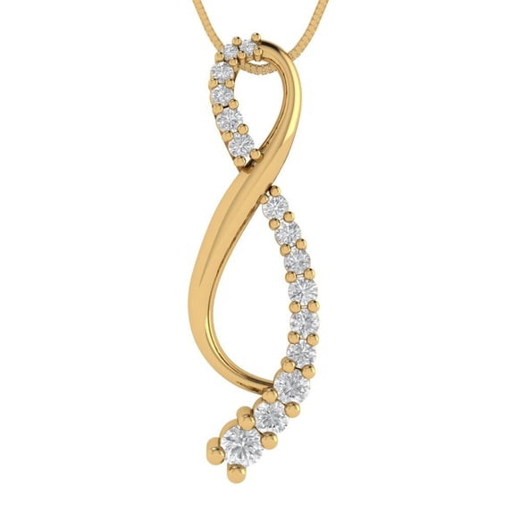 14K Gold Plated Pendant with 16" Box Chain Necklace - 0.465 cttw Round ...