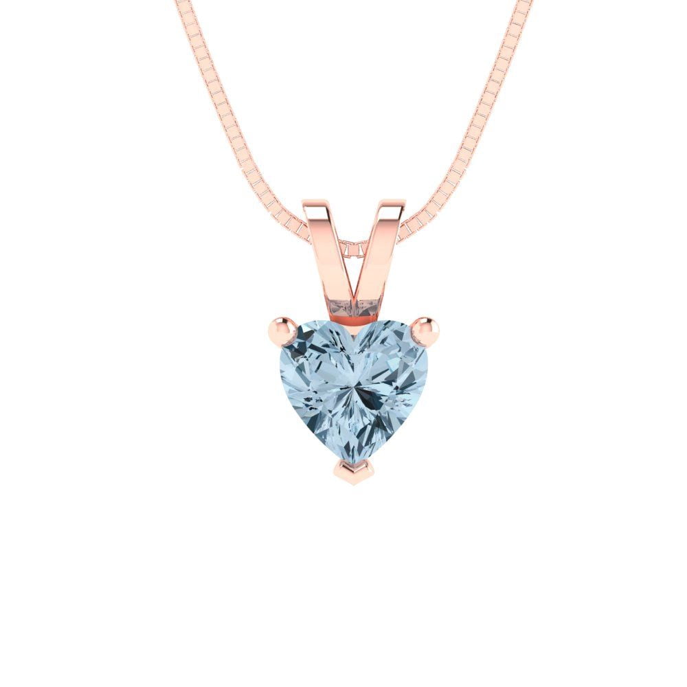 14K Gold Plated Pendant with 16" Box Chain Necklace - 0.5 cttw Heart ...