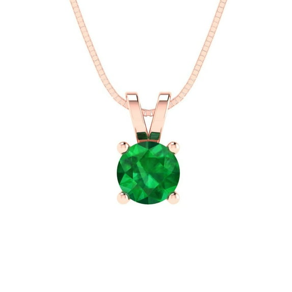 14K Gold Plated Pendant with 16" Box Chain Necklace - 0.5 cttw Round ...