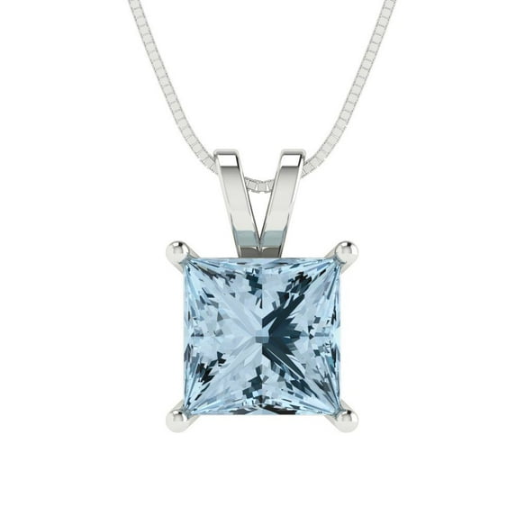 14K Gold Plated Pendant with 16" Box Chain Necklace - 2.5 cttw Princess ...