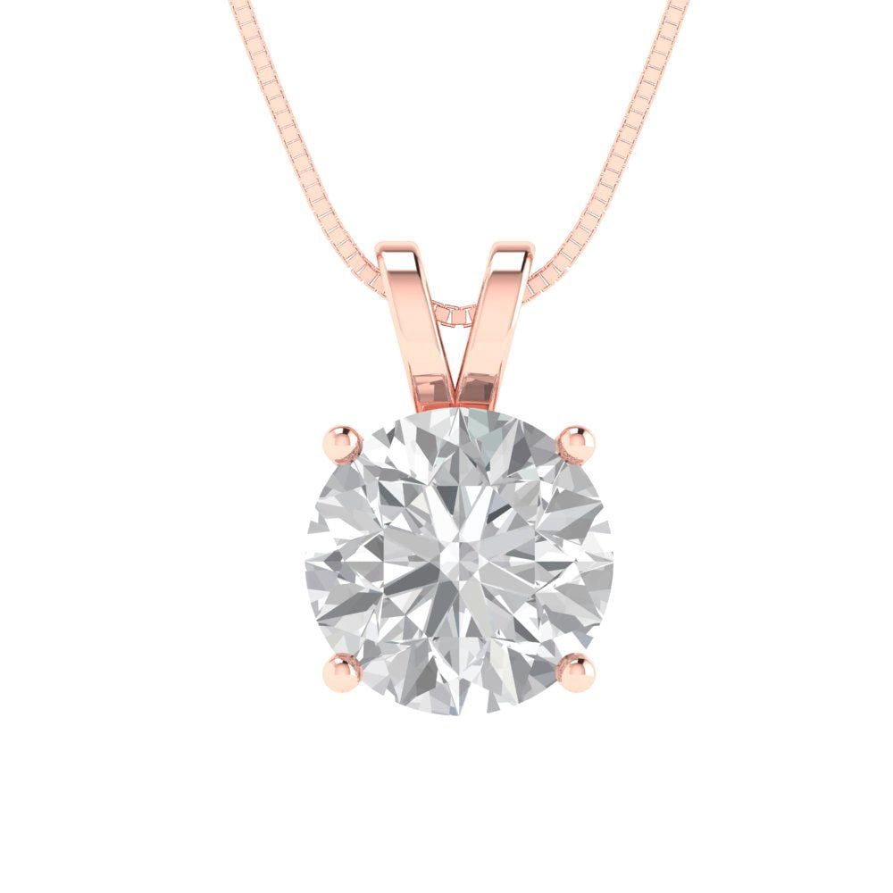 14K Gold Plated Pendant with 16" Box Chain Necklace - 2.5 cttw Round ...