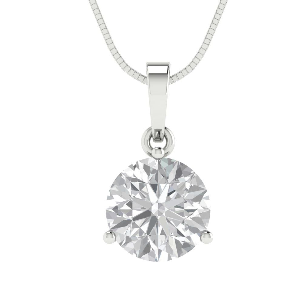 14K Gold Plated Pendant with 16" Box Chain Necklace - 2 cttw Round Cut ...
