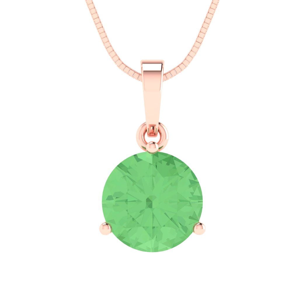 14K Gold Plated Pendant with 16" Box Chain Necklace - 2 cttw Round Cut ...
