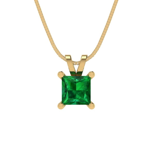 14K Gold Plated Pendant with 16" Box Chain Necklace - 3 cttw Princess ...