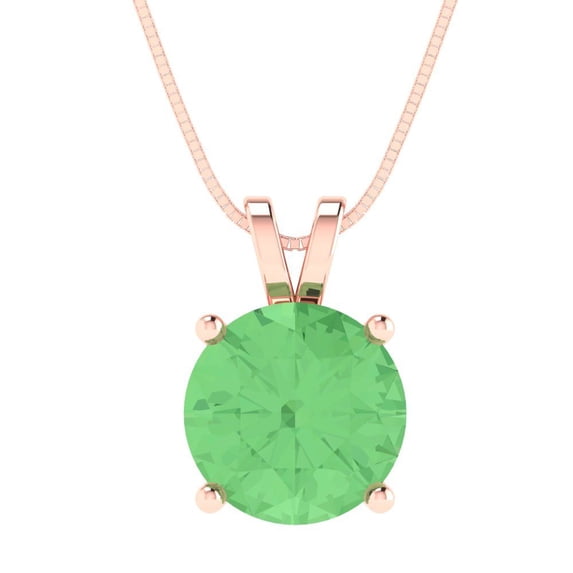 14K Gold Plated Pendant with 16" Box Chain Necklace - 3 cttw Round Cut ...