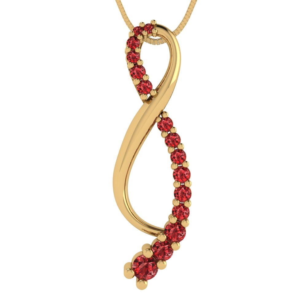 14K Gold Plated Pendant with 18" Box Chain Necklace - 0.465 cttw Round ...