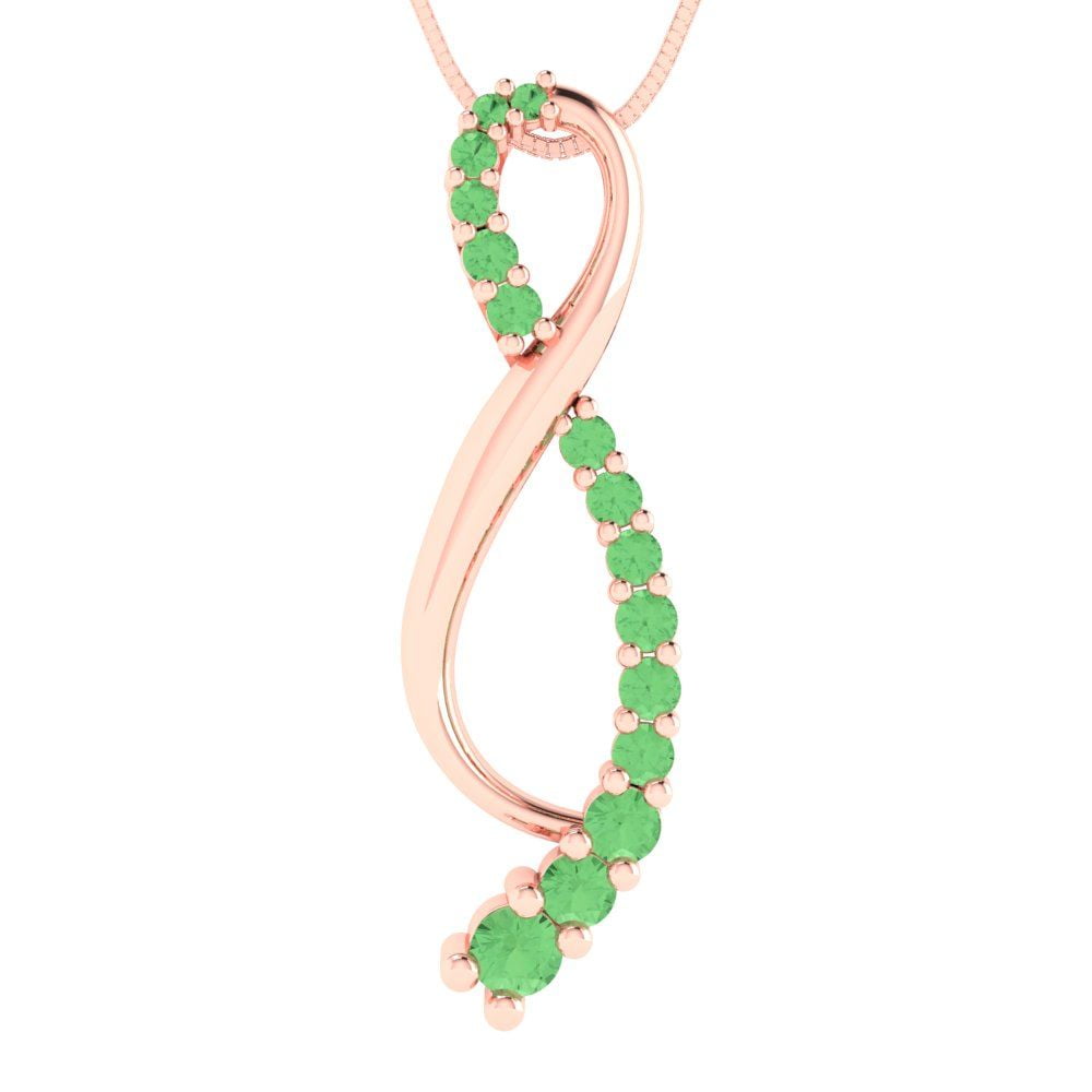 14K Gold Plated Pendant with 18" Box Chain Necklace - 0.465 cttw Round ...