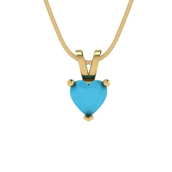 14K Gold Plated Pendant with 18" Box Chain Necklace - 0.5 cttw Heart ...