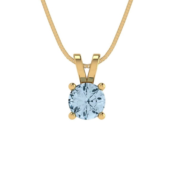 14K Gold Plated Pendant with 18" Box Chain Necklace - 0.5 cttw Round ...