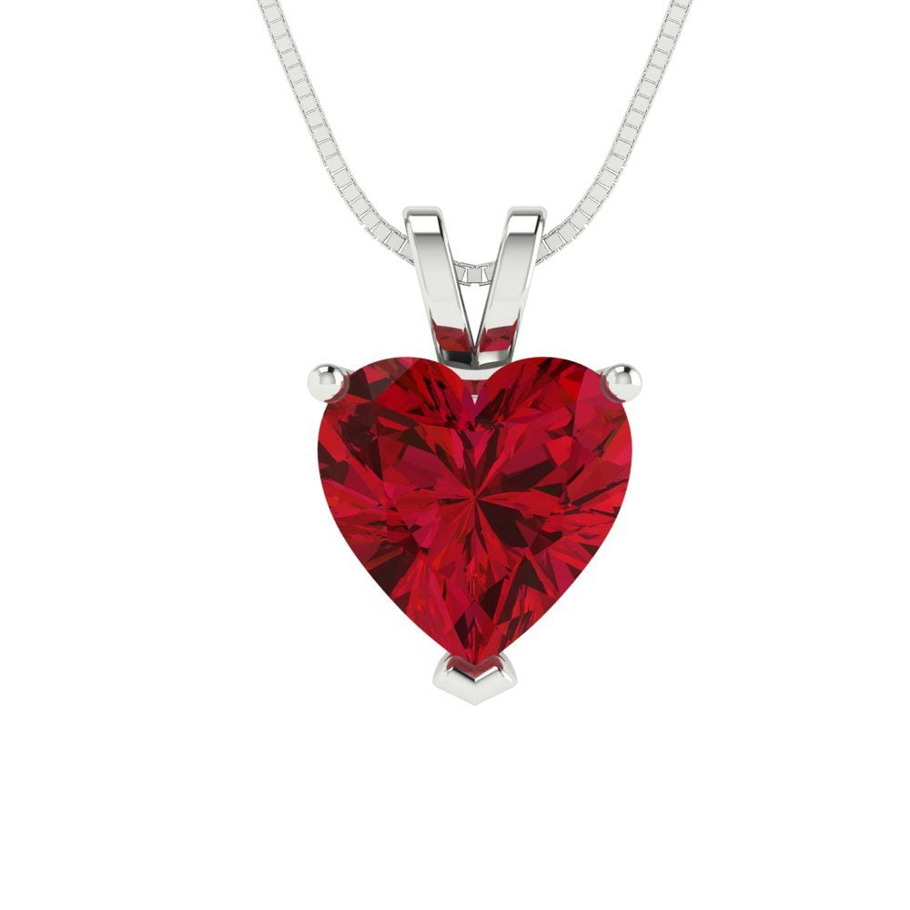 14K Gold Plated Pendant with 18" Box Chain Necklace - 2 cttw Heart Cut ...