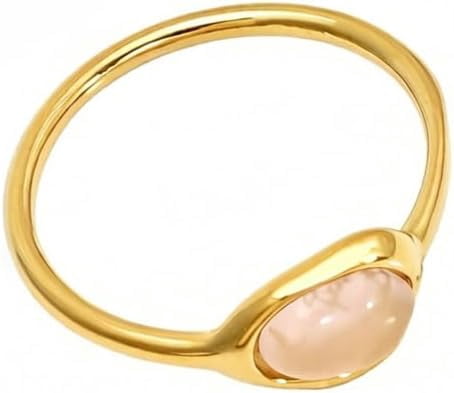 14K Gold Plated Pink Crystal Ring for Women Stainless Steel Stackable ...